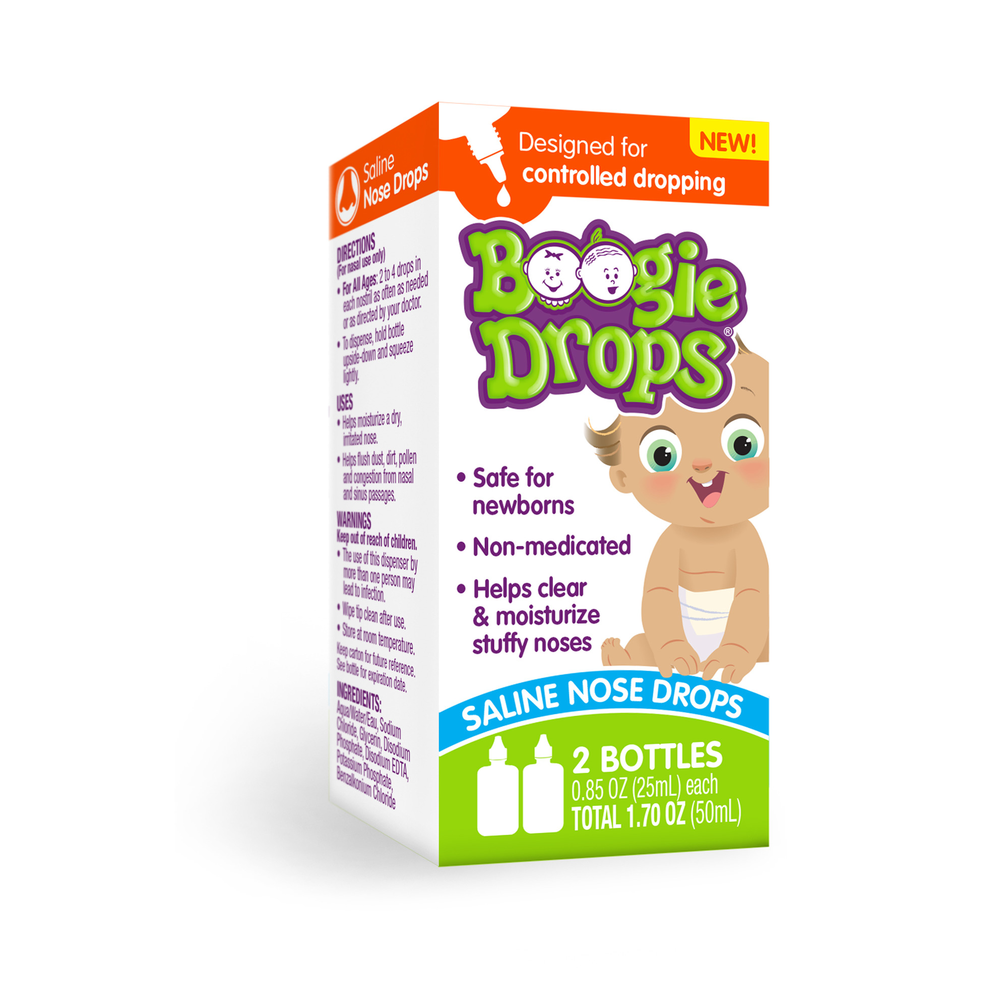 Boogie Drops Saline Nose Drops Twin Pack - 1.7 fl oz | FSAstore.com
